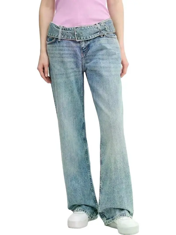 Hugo Belted Flared-leg Jeans - Blue