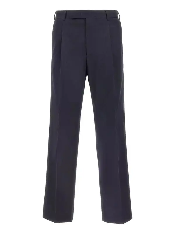 PT TORINO Single-pleat Wool Trousers - Blue