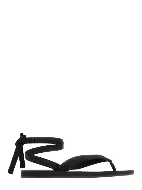 THE ROW Flat Sandals With Ribbon Fastening - Black