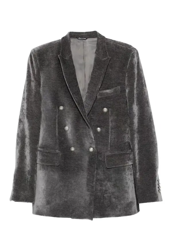 REVERES 1949 Velvet Double-breasted Jacket - Grey