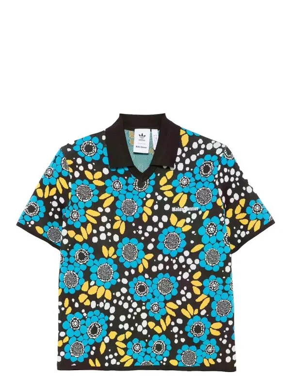 Adidas Floral Polo Shirt - Blue
