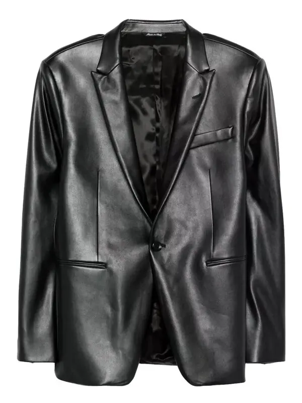 REVERES 1949 Single-breasted Leather Jacket - Black