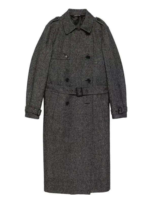 ERALDO Belted Double-breasted Coat - Black