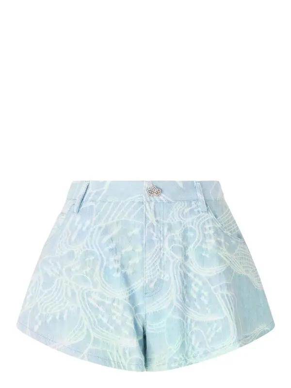 GENNY Floral-print Denim Shorts - Blue