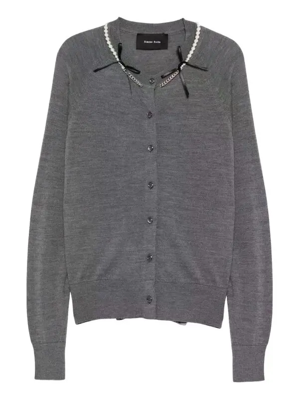 Simone Rocha Merino Wool Cardigan - Grey