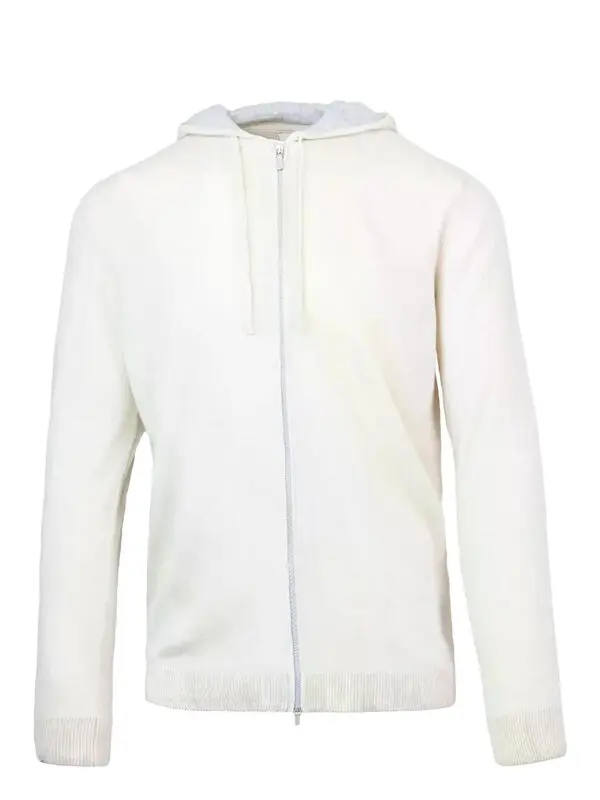 Eleventy Hooded Zip-up Cashmere Sweater - Neutrals