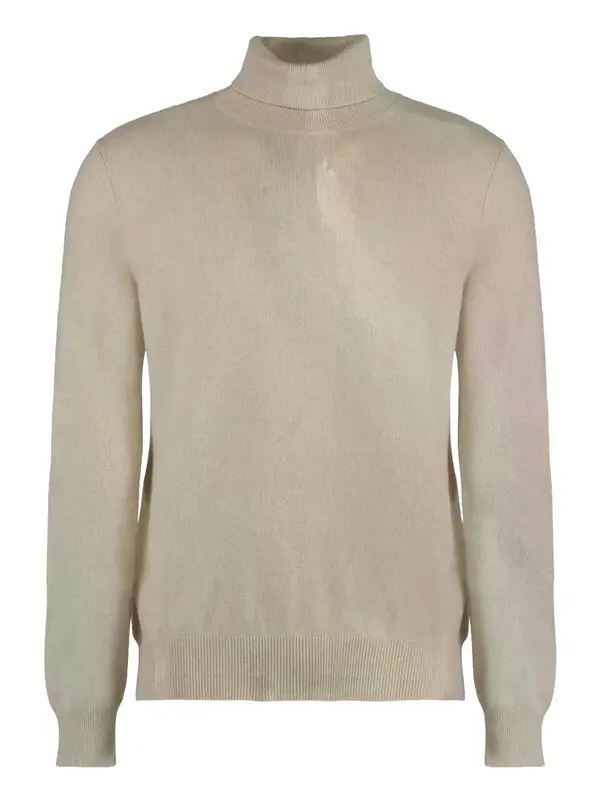 MOORER Ribbed Turtleneck Pullover - Neutrals