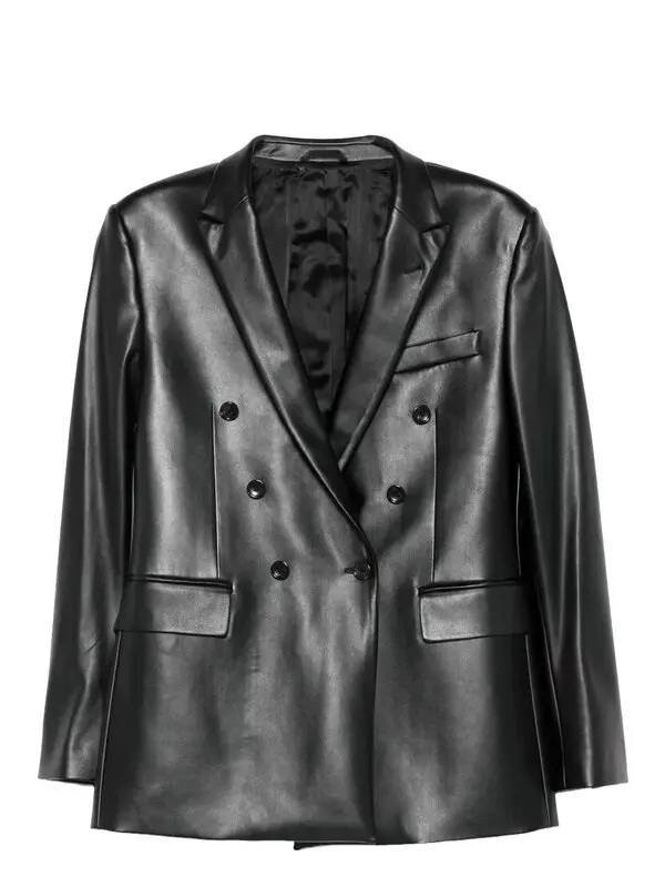REVERES 1949 Double-breasted Leather Jacket - Black