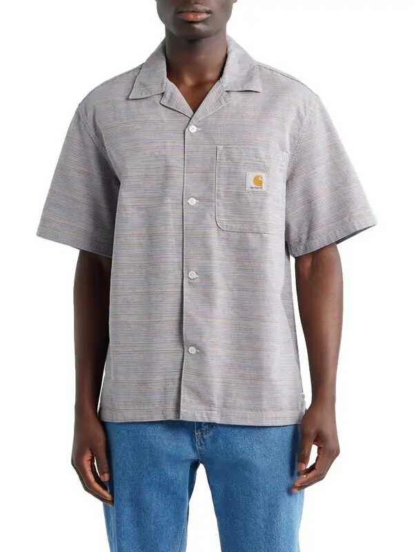 Carhartt Work In Progress Gellar Short Sleeve Cotton Jacquard Camp Shirt - Gellar Stripe Multicolor