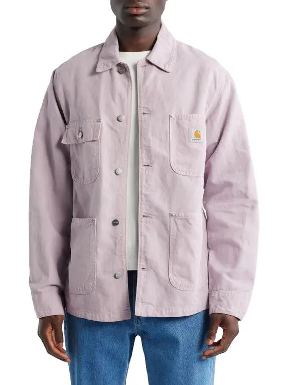 Carhartt Work In Progress Walter Cotton & Linen Canvas Chore Coat - Pink Fog (garment Dyed)