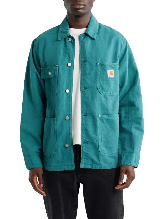 Carhartt Work In Progress Walter Cotton & Linen Canvas Chore Coat - Saguaro (garment Dyed)