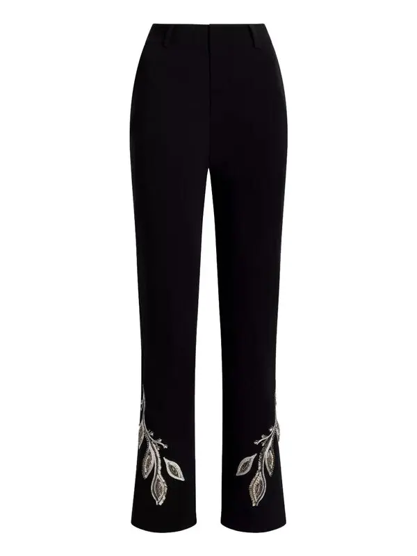 Cinq À Sept Floral-beaded Straight Leg Trousers - Black