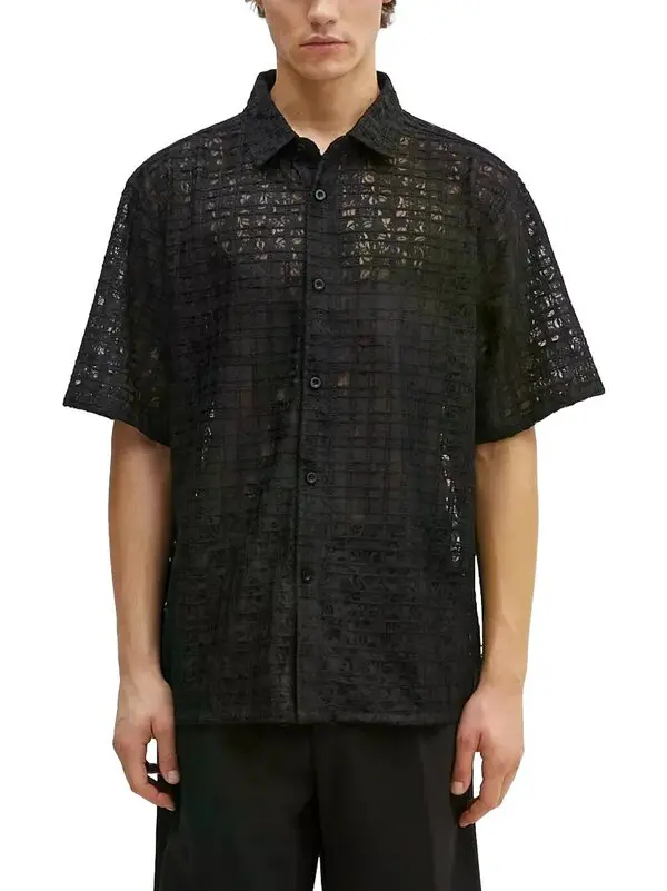 PLEASURES Lace-grid Shirt - Black