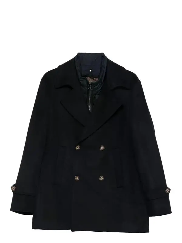 BARBA NAPOLI Wool Pea Coat - Blue