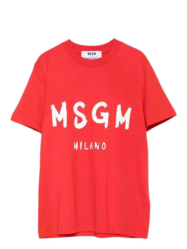 MSGM Logo-print Cotton T-shirt - Red