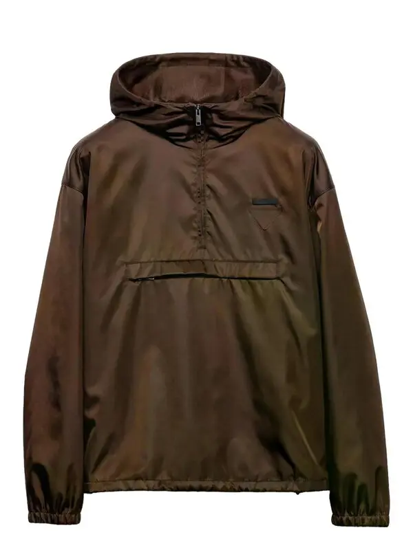 Prada Re-nylon Hooded Jacket - Brown