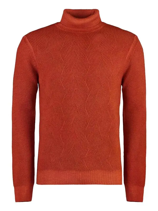 MOORER Ribbed Turtleneck Sweater - Orange
