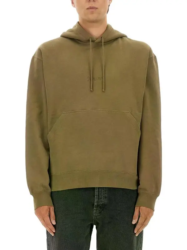Saint Laurent Logo-embroidered Hoodie - Green