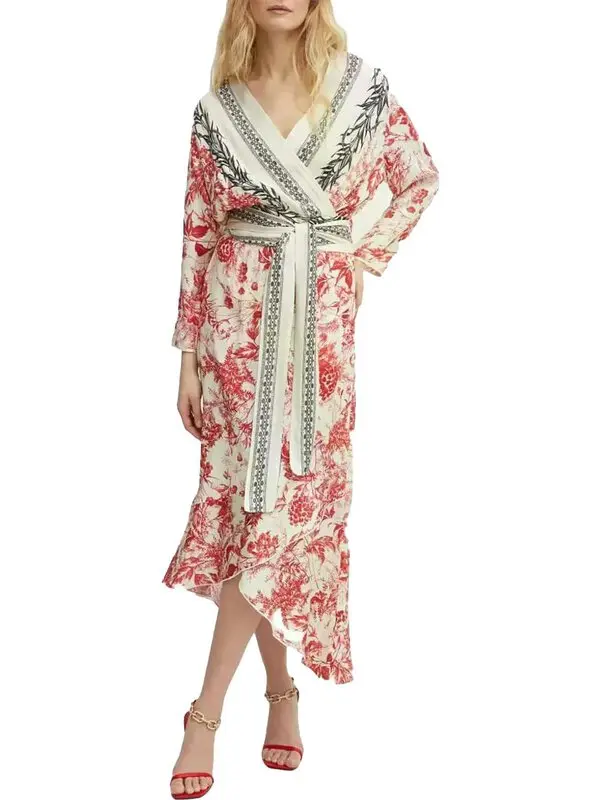 SIMONA CORSELLINI Floral-print Wrap Dress - White