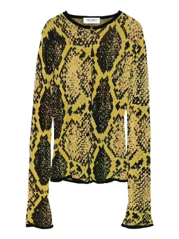 Attico Snakeskin-intarsia Cardigan - Yellow