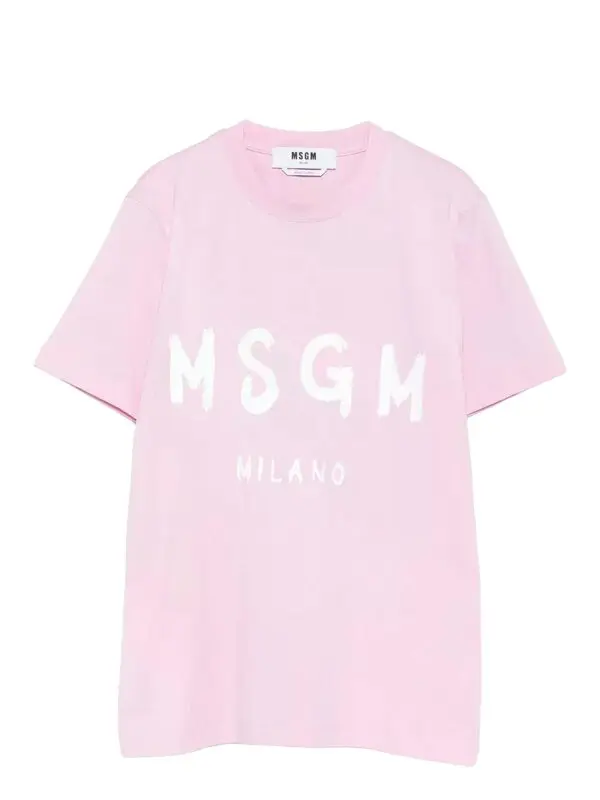 MSGM Logo-print Cotton T-shirt - Pink