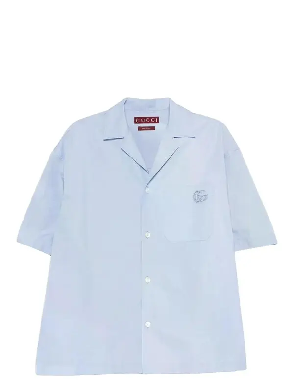 Gucci Embroidered Short-sleeve Shirt - Blue