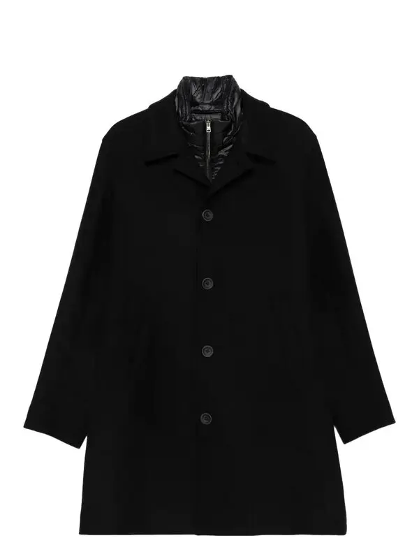 Herno Button-fastening Wool-blend Coat - Black