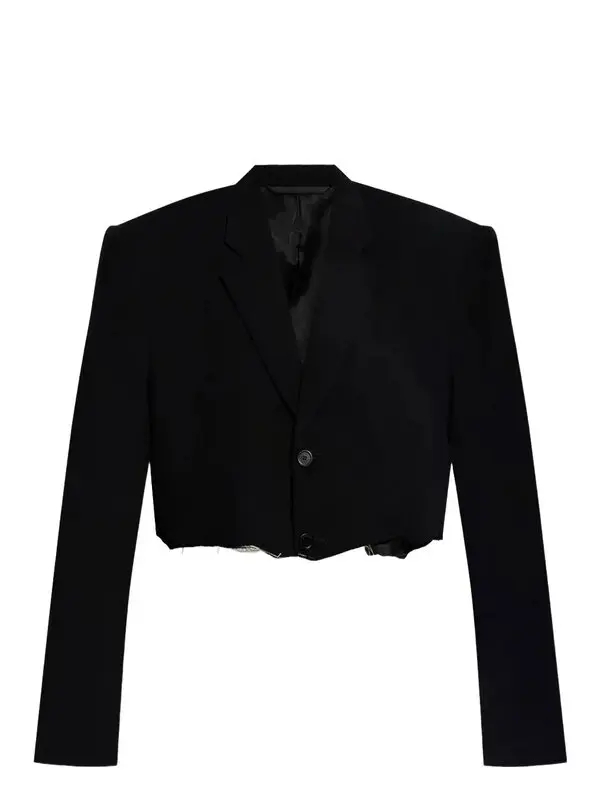 Balenciaga Single-breasted Blazer With Frayed Hem - Black