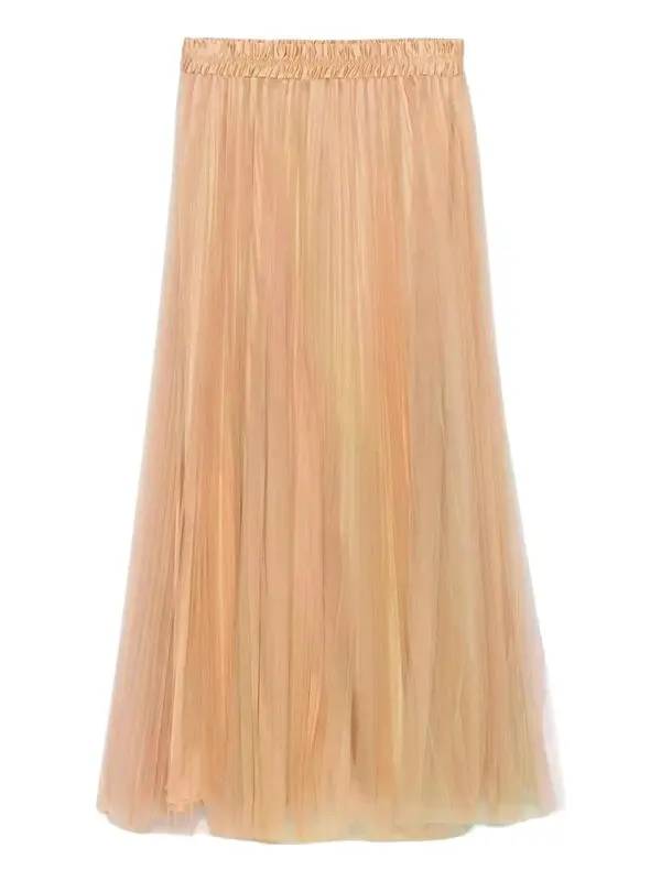 STYLAND Pleated Tulle Midi Skirt - Neutrals