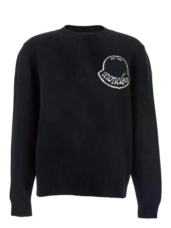 Moncler Logo-patch Crew-neck Sweater - Black