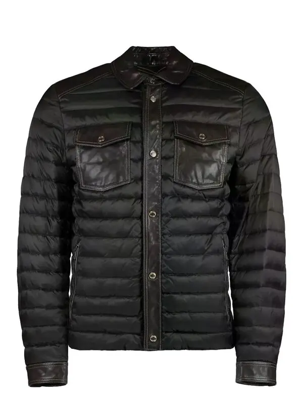 MOORER Padded Jacket With Front Pockets - Brown