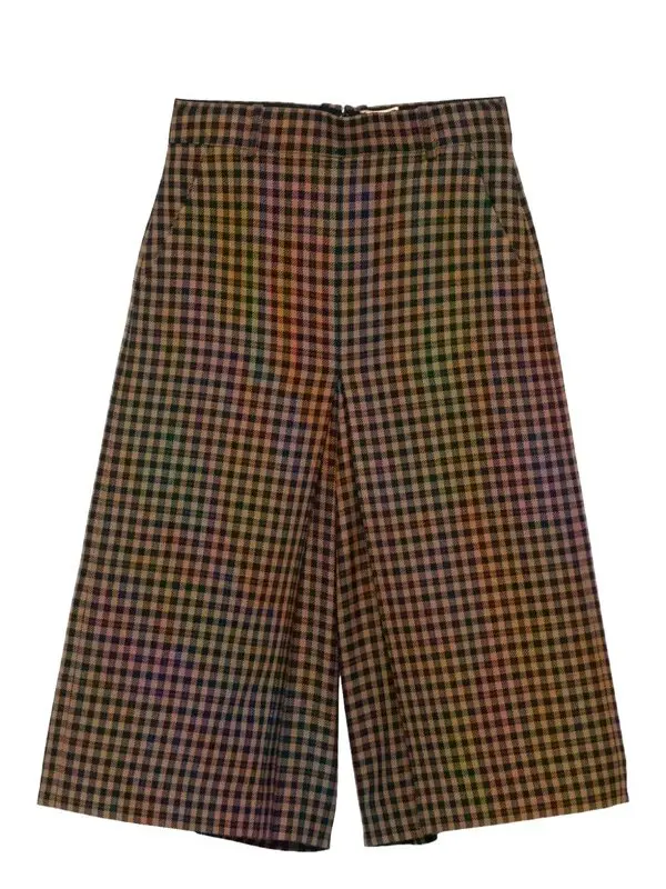 Saint Laurent Gingham-check Culottes - Brown