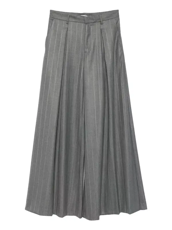 Andamane Pinstripe Pleated Trousers - Grey