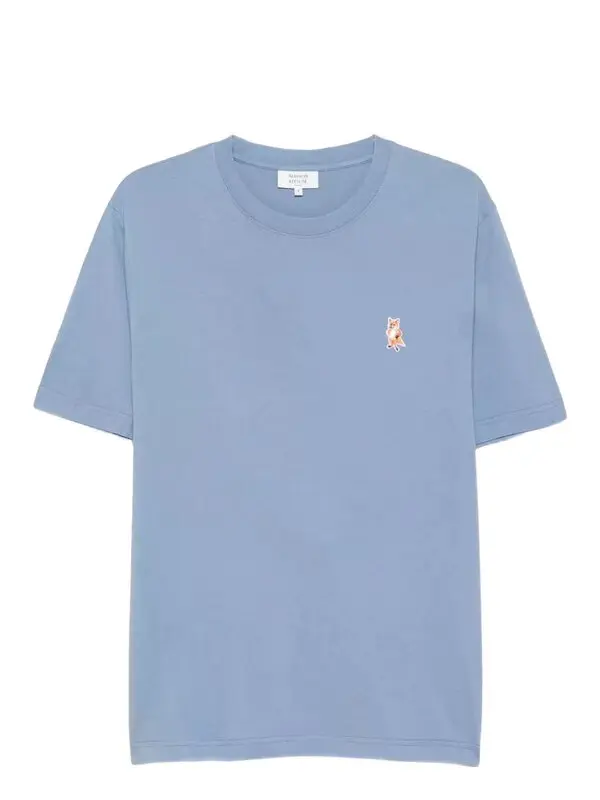 Maison Kitsuné Standing Fox-embroidered Cotton T-shirt - Blue