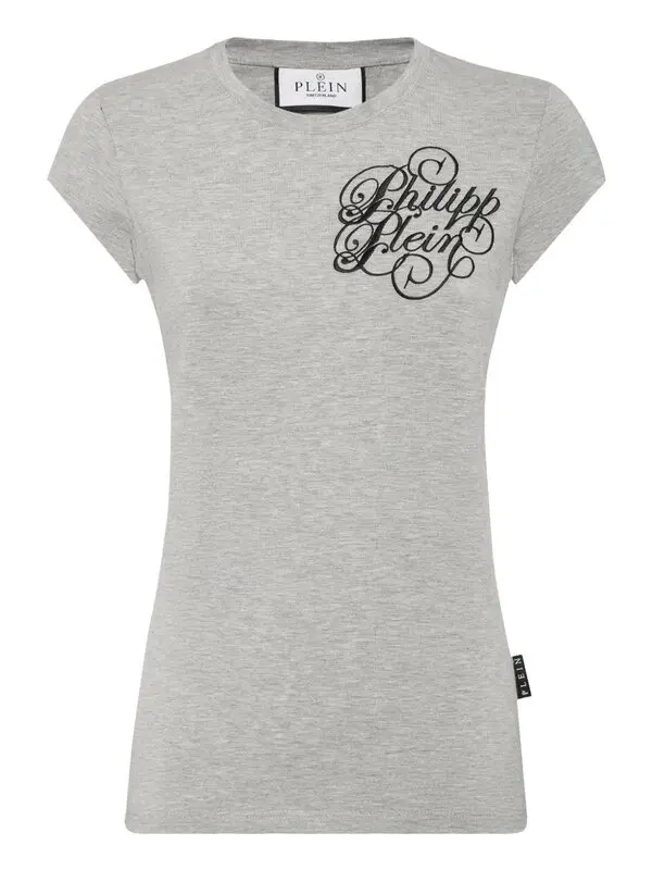 Philipp Plein Logo-embroidered T-shirt - Grey