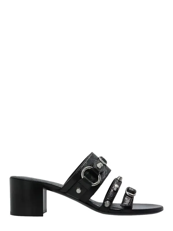 Balenciaga 65mm Leather Heeled Sandals - Black
