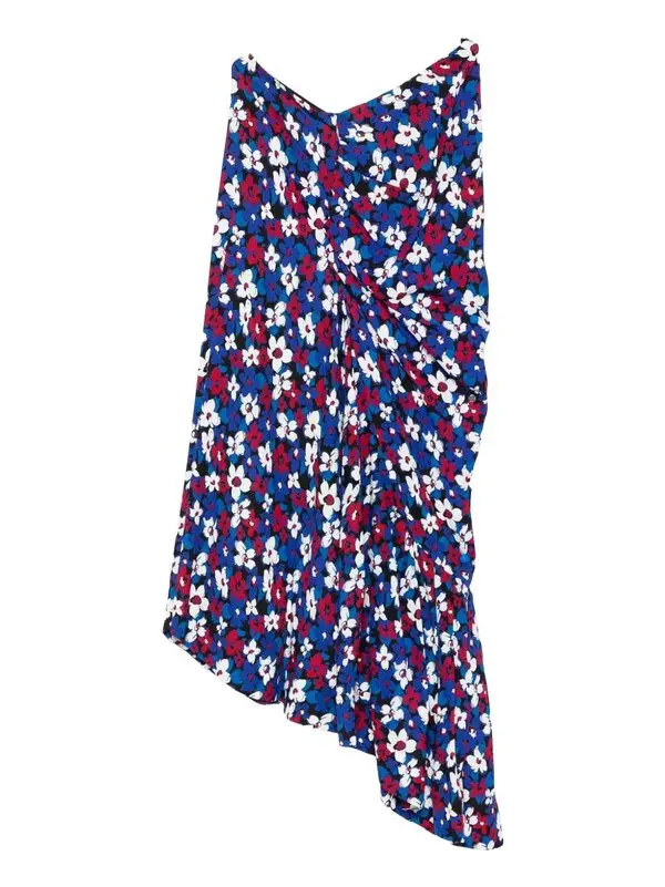 Colville Floral-print Asymmetric Skirt - Blue