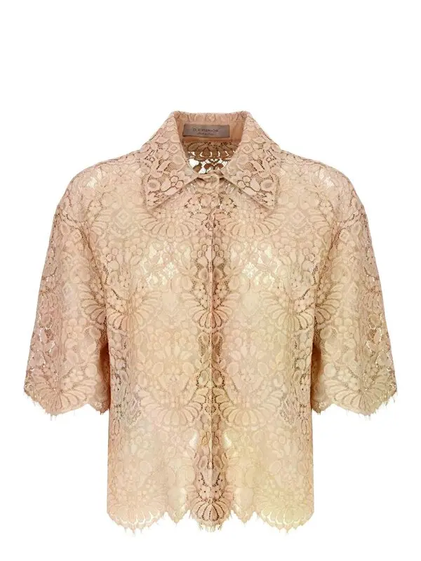 D.exterior Lace Pattern Shirt - Pink