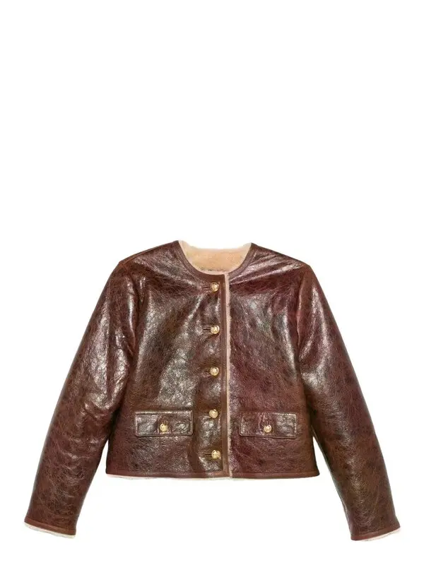 NILI LOTAN Zanie Leather Jacket - Brown