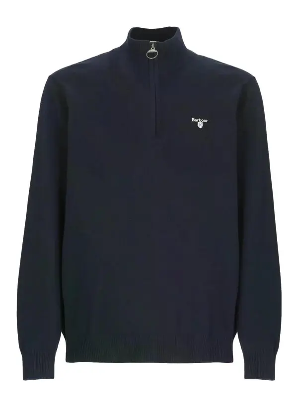 Barbour Half-zip Ribbed-trim Sweater - Blue