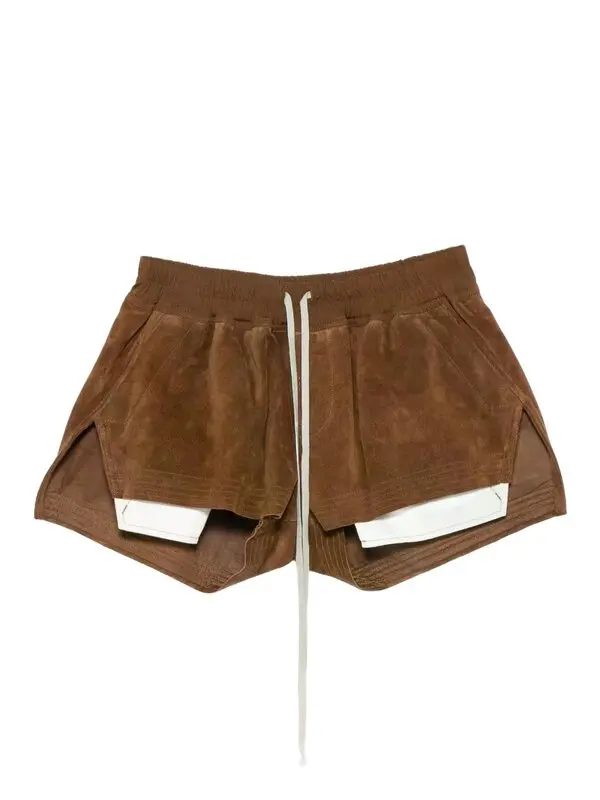 Rick Owens Drawstring Suede Shorts - Brown