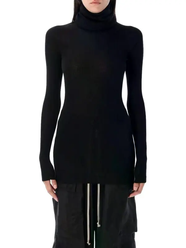 Rick Owens Ribbed Turtleneck Top - Black