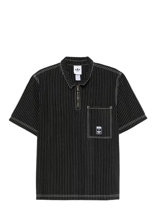 Adidas Striped Half-zip Polo Shirt - Black