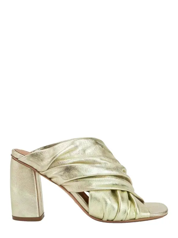 FORTE_FORTE Pleated Cross-strap Heeled Mules - Gold