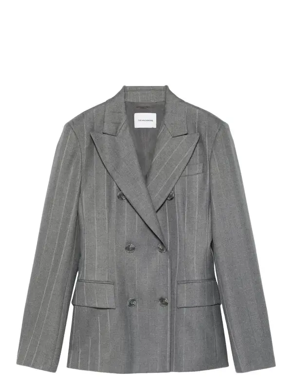 Andamane Pinstripe Double-breasted Blazer - Grey