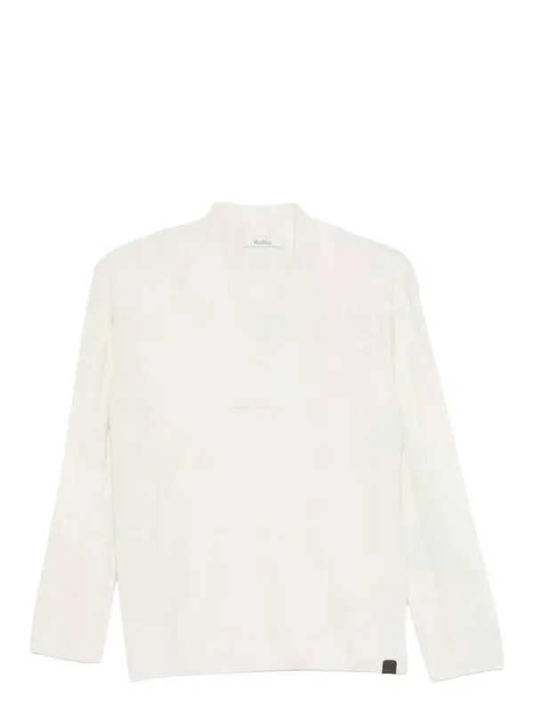 Max Mara Ribbed V-neck Sweater - White