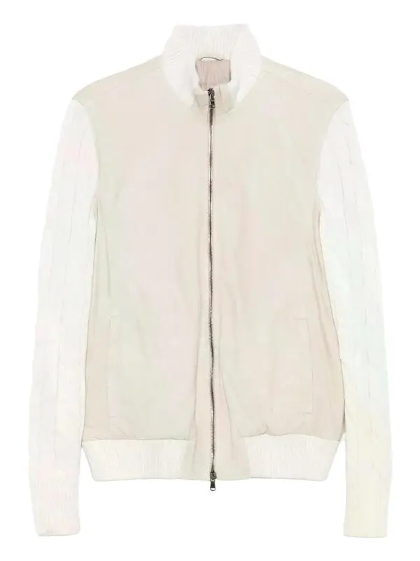 BARBA NAPOLI Cable-knit Leather Jacket - Neutrals