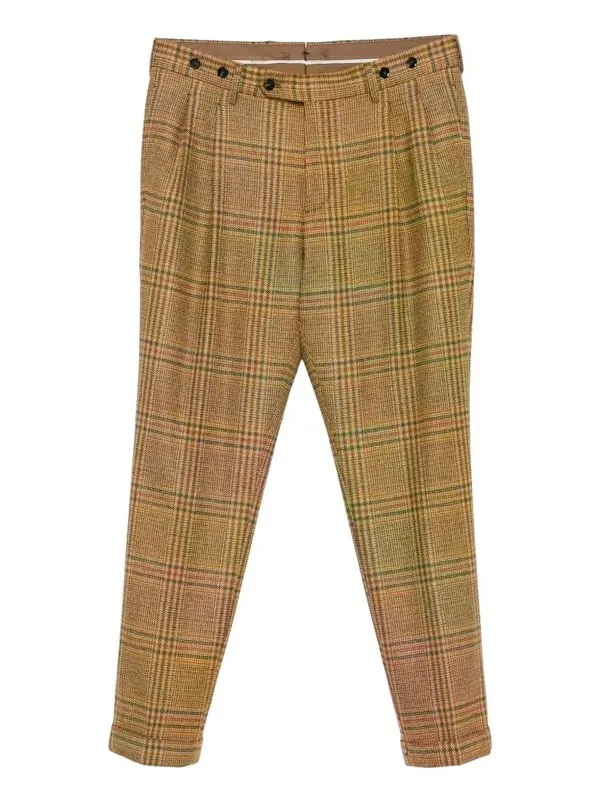 BERWICH Checked Pleated Trousers - Brown