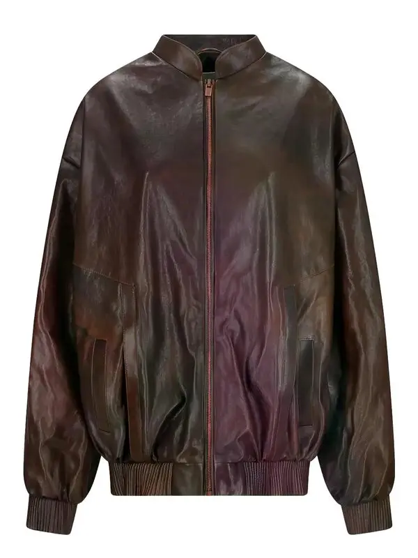 Magda Butrym Leather Zip-front Bomber Jacket - Brown