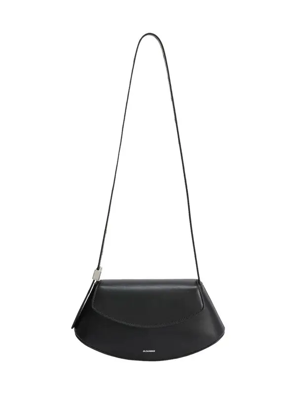 JIL SANDER Small Eldorado Leather Shoulder Bag - Black